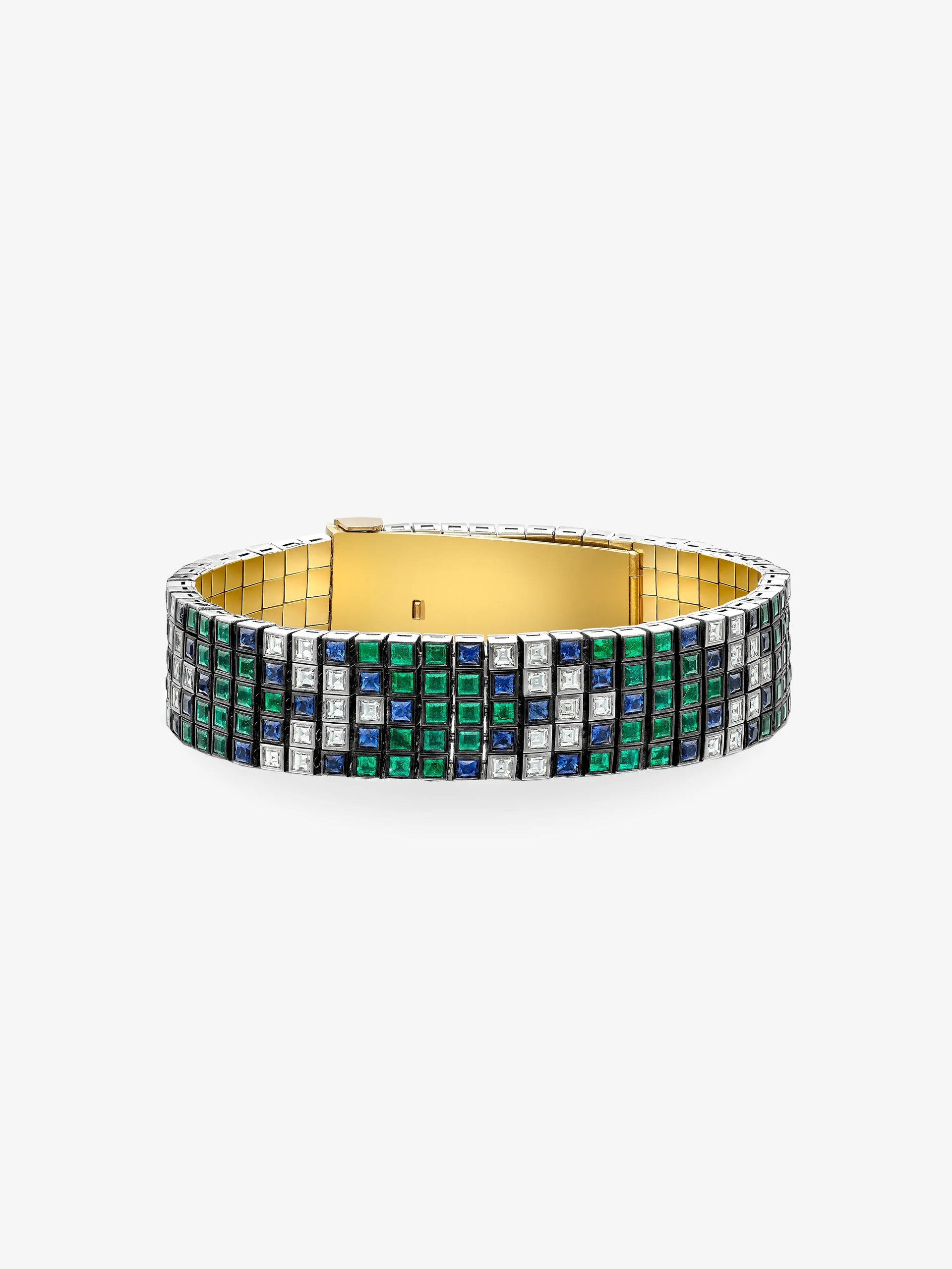 Tapestry Emerald, Diamond & Sapphire Chevron Bracelet | Jessica ...