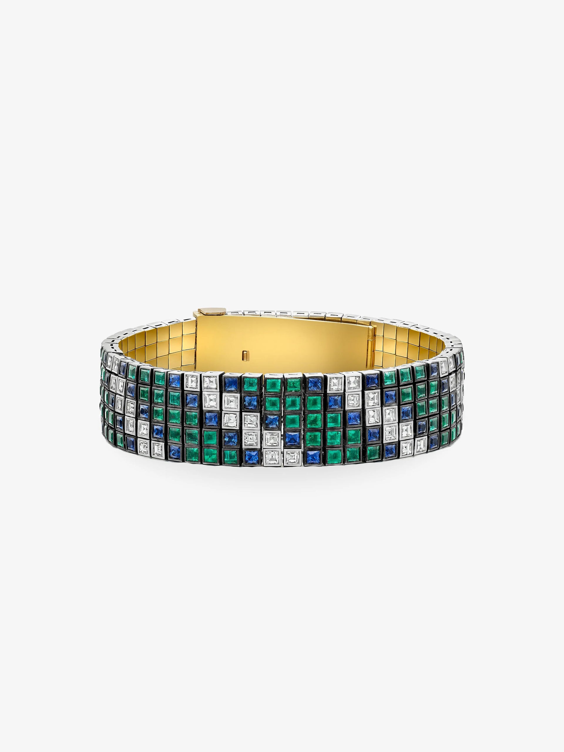 Tapestry Emerald, Diamond & Sapphire Italic Bracelet | Jessica ...