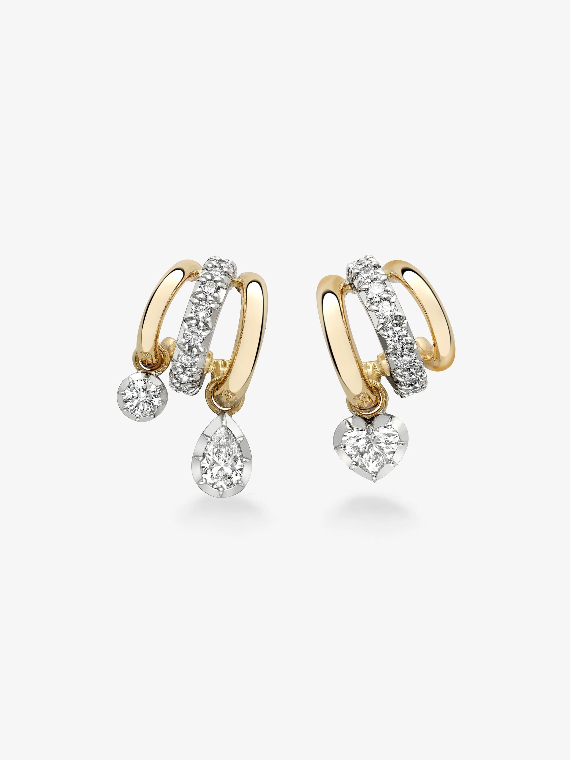 Multi-Shape Diamond & White Gold Tripset Hoops – Jessica McCormack