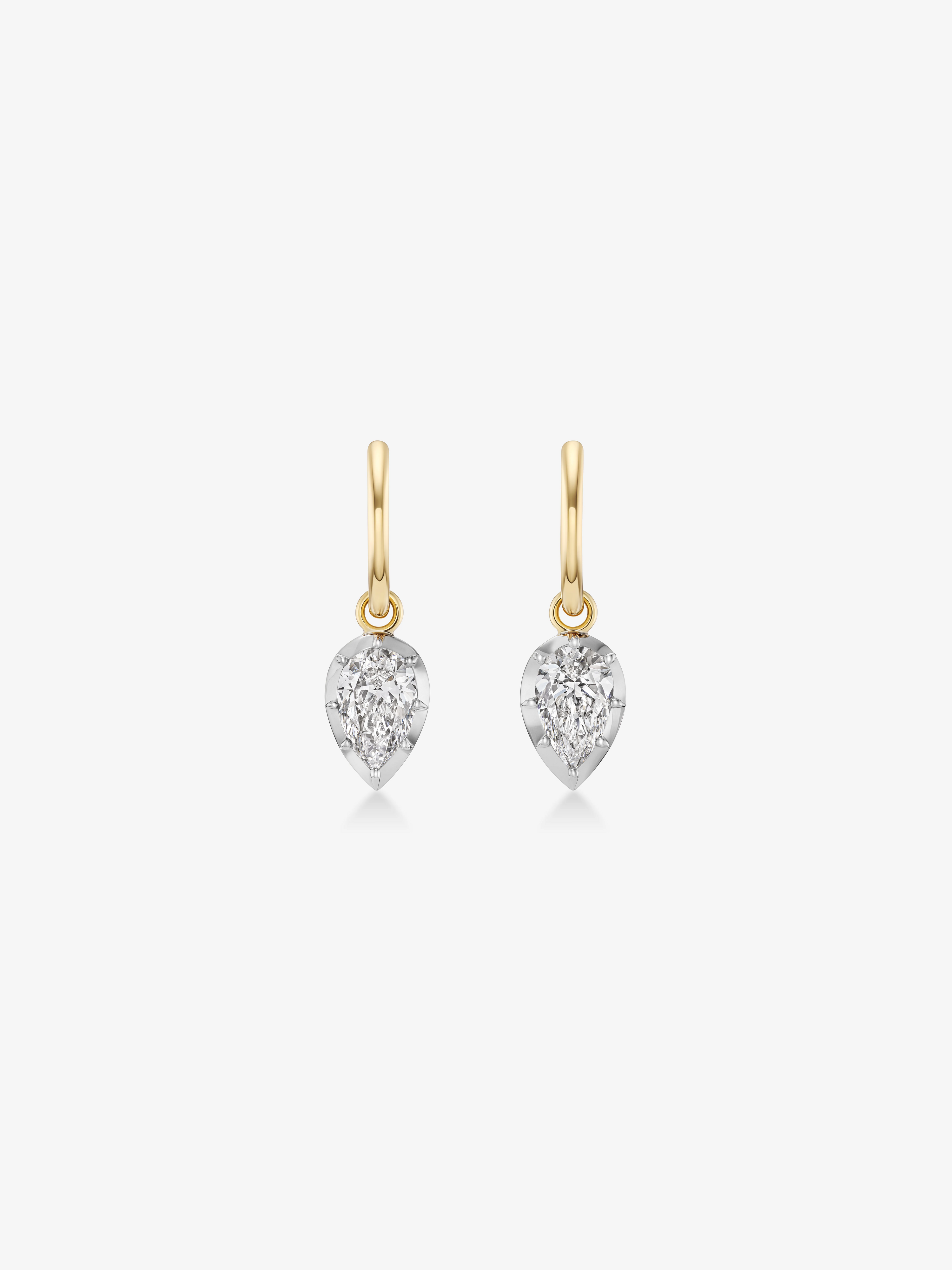0.70ct Pear-Shaped Diamond & White Gold Gypset Point Down Hoop Earring ...