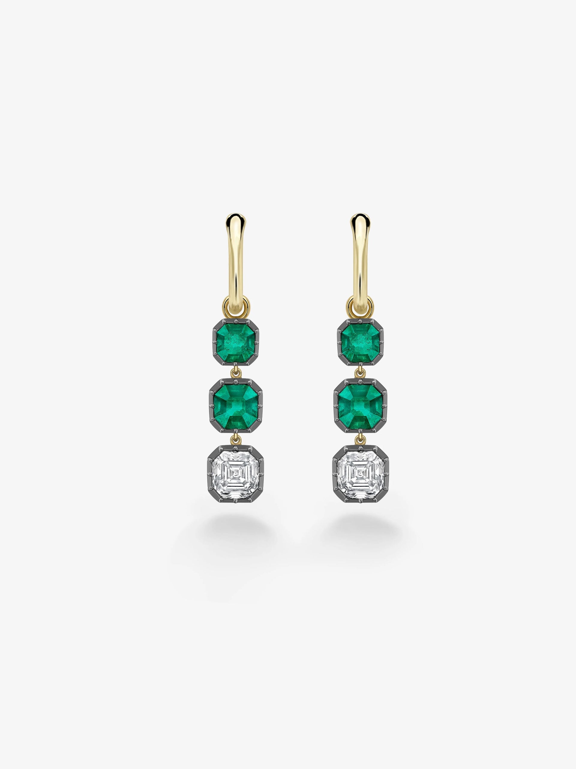 Emerald Cut Emerald & Diamond Gypset Hoop Earrings – Jessica McCormack UK