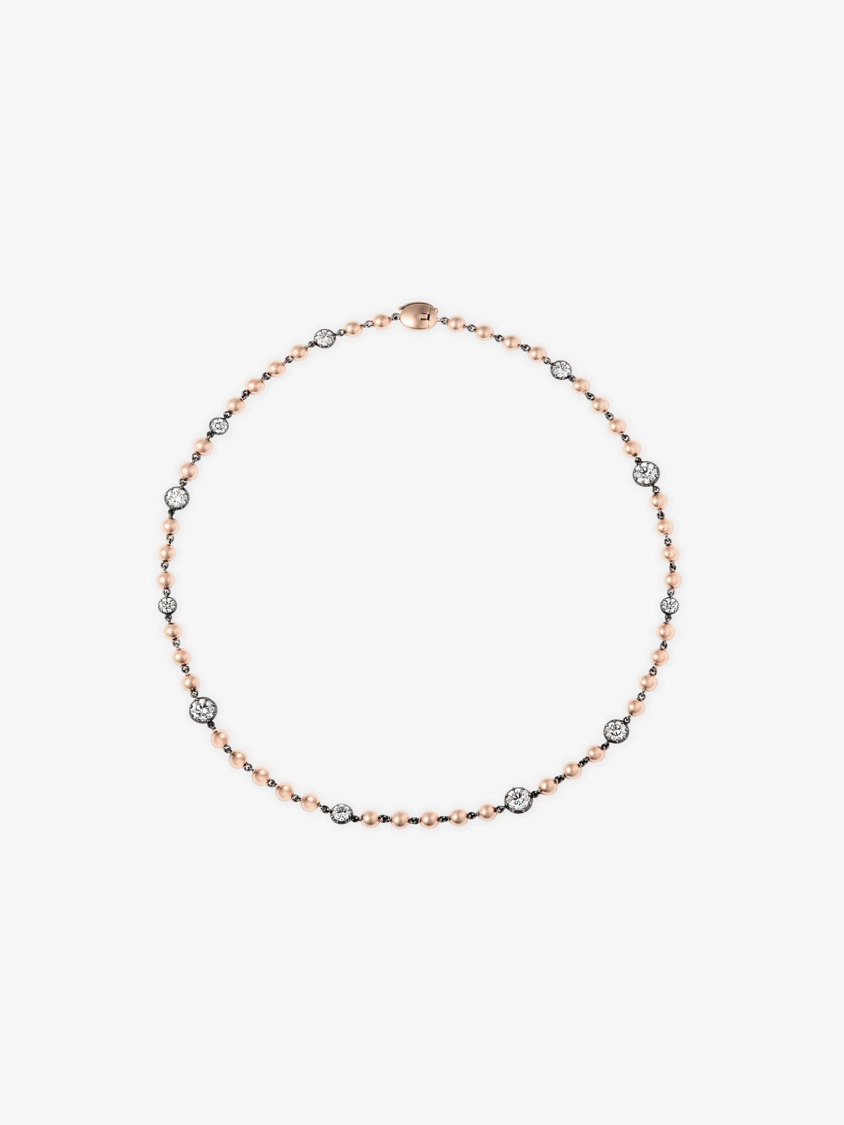 Ball n Chain Rose Gold Multi Diamond 16" Necklace | Jessica McCormack ...