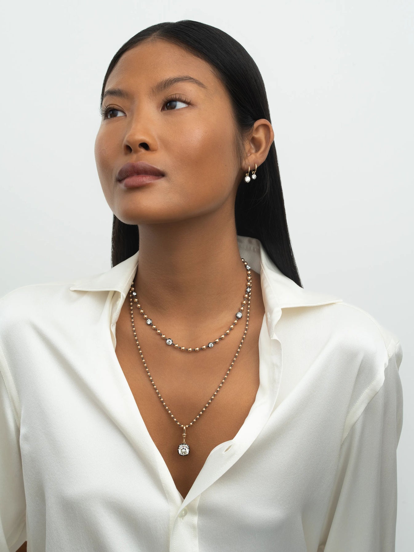 Ball n Chain Rose Gold Multi Diamond 16" Necklace | Jessica McCormack ...