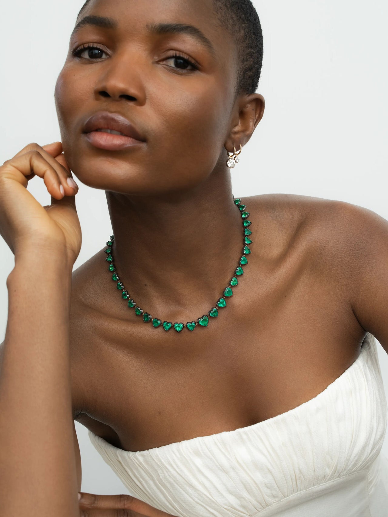 Signature Emerald Heart Button Back Necklace | Jessica McCormack ...
