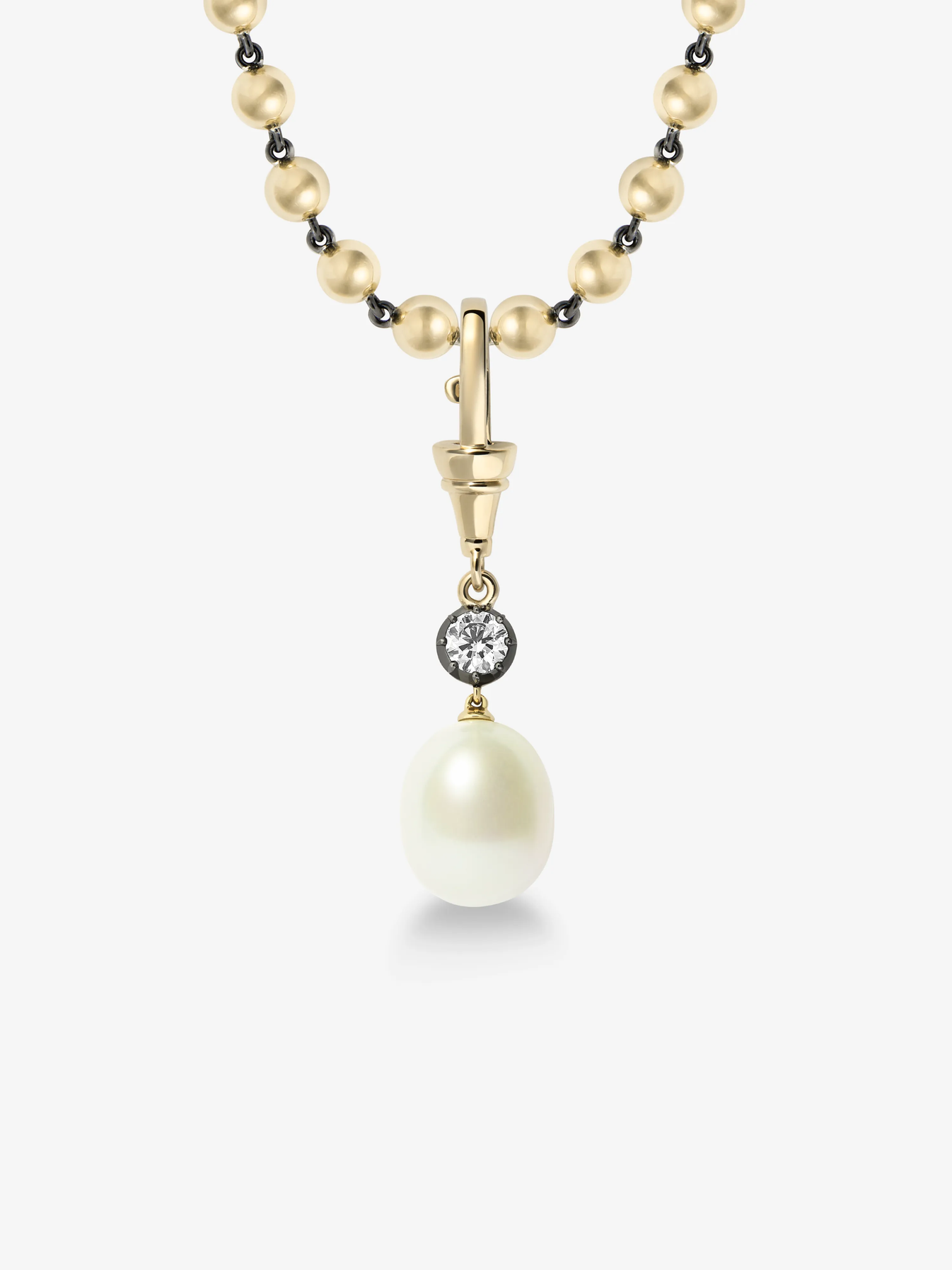 Ball n Chain Pearl & 0.40ct Diamond Yellow Gold Pendant – Jessica ...