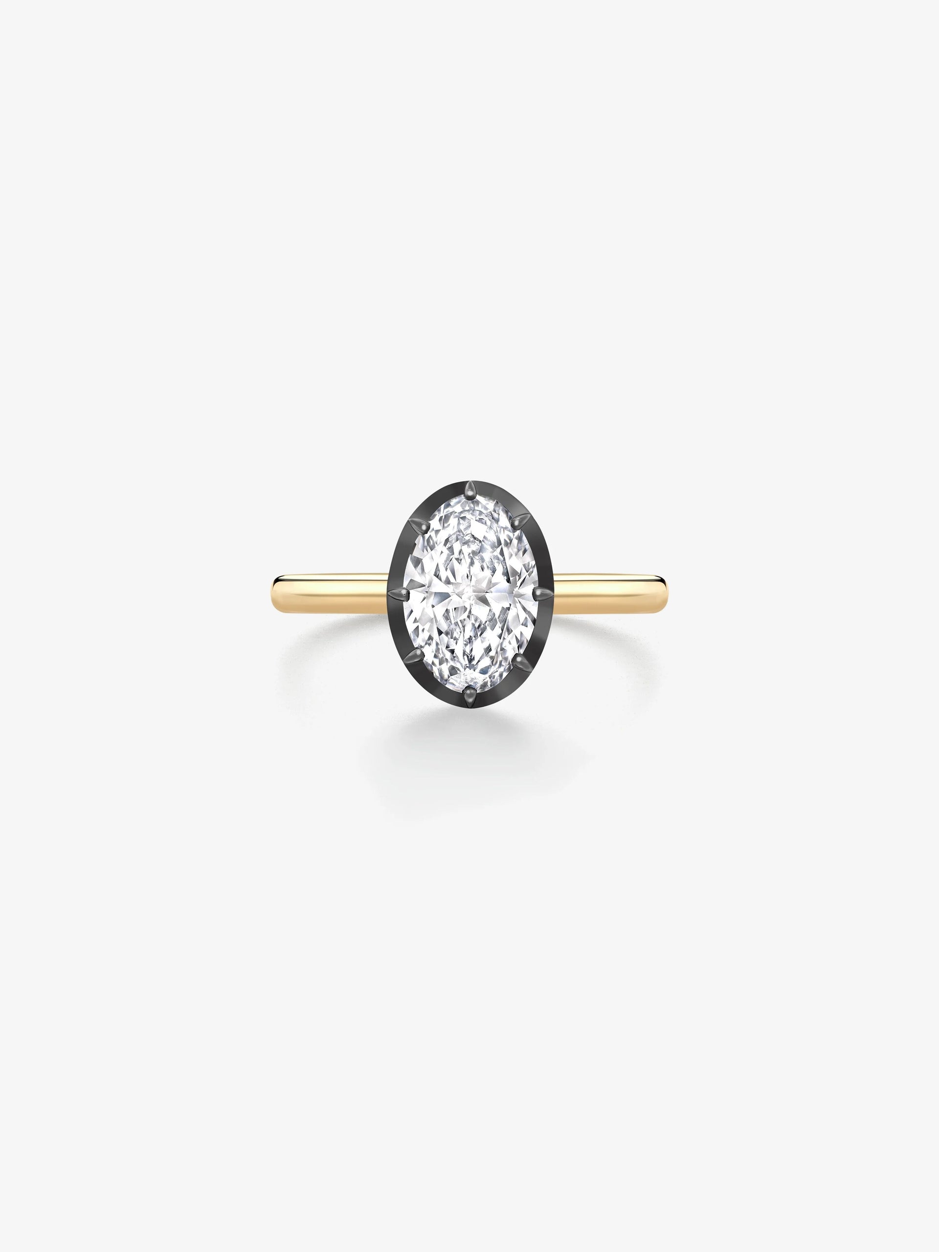 1.53ct Oval Diamond & Blackened Gold Button Back Ring – Jessica ...