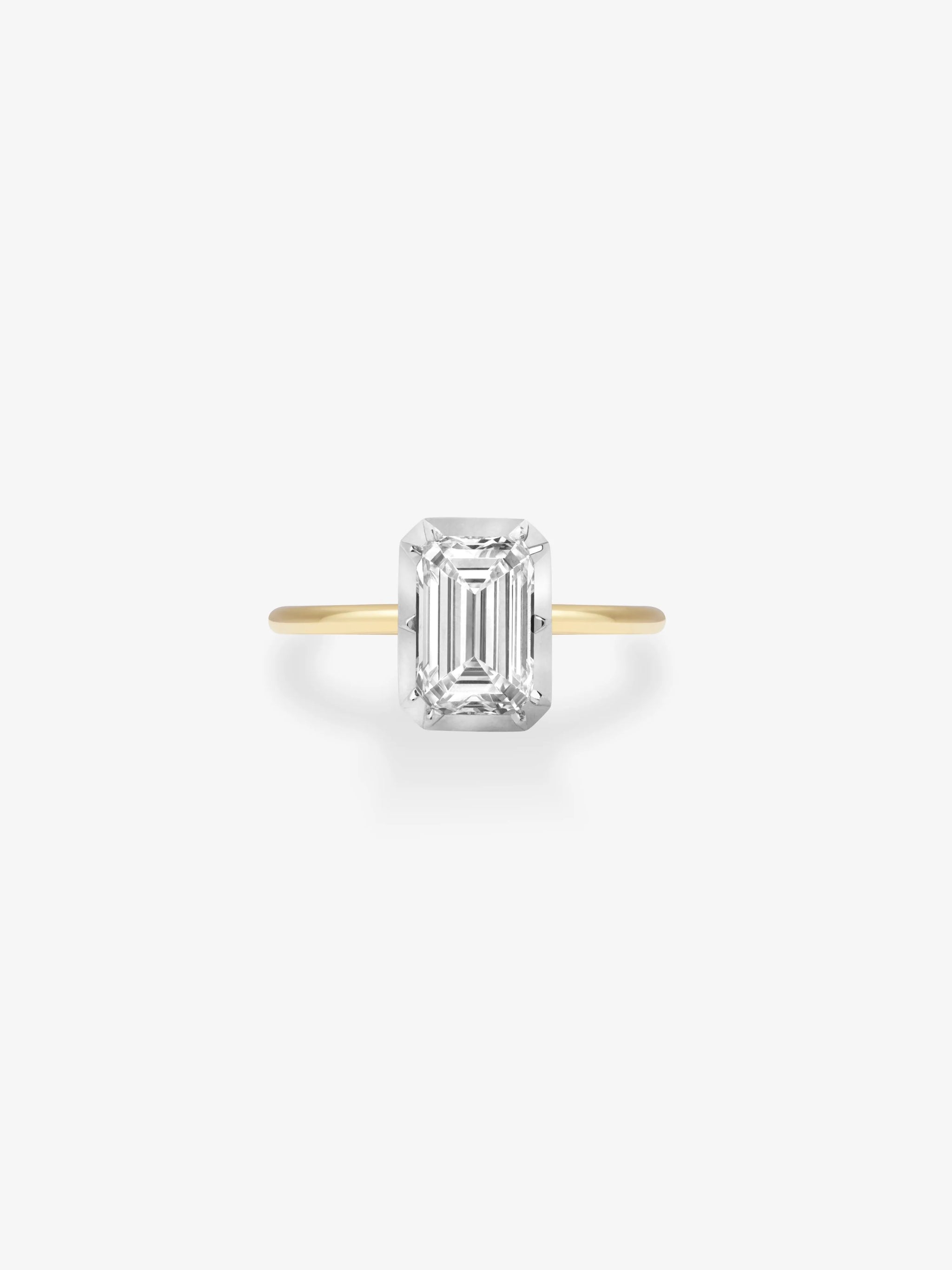 2ct Emerald Cut Diamond & White Gold Button Back Ring | Jessica ...