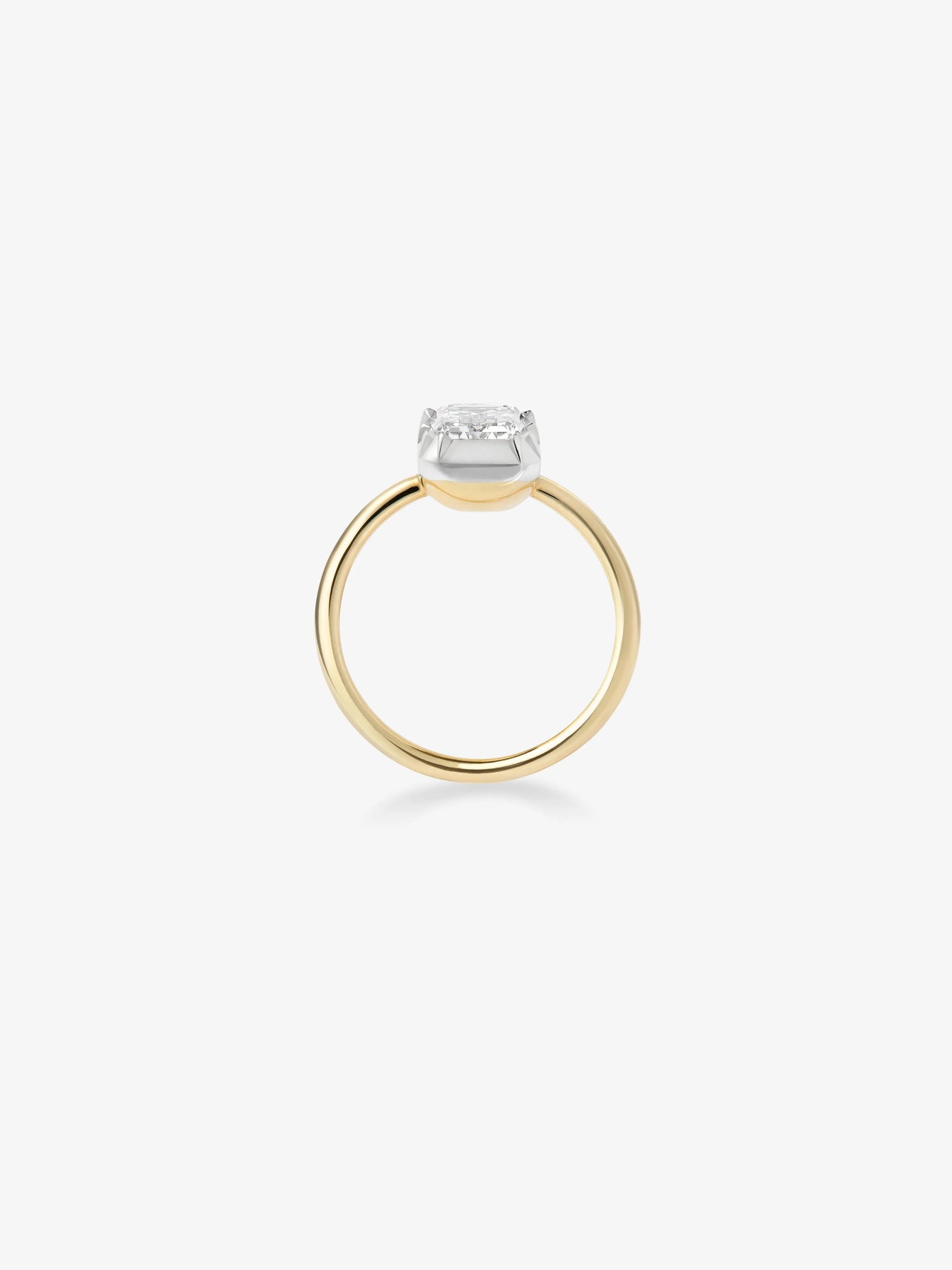 2ct Emerald Cut Diamond & White Gold Button Back Ring | Jessica ...