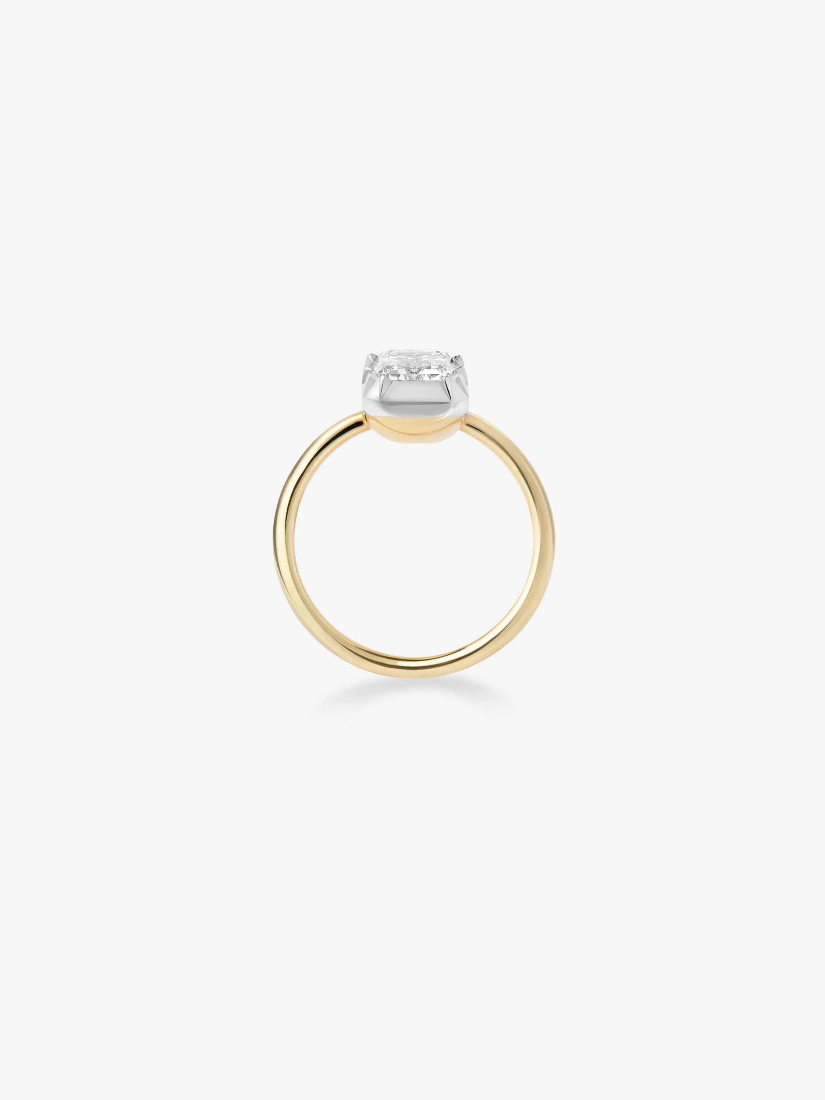 2ct Emerald Cut Diamond & White Gold Button Back Ring | Jessica ...