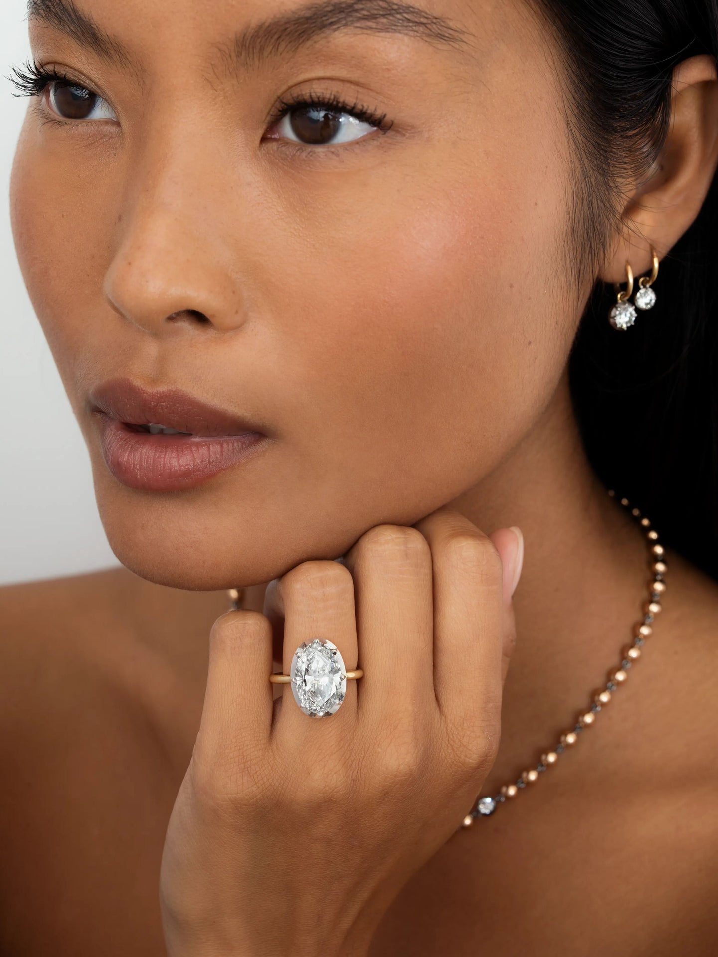 6.54ct Oval Diamond & White Gold Button Back Ring | Jessica McCormack