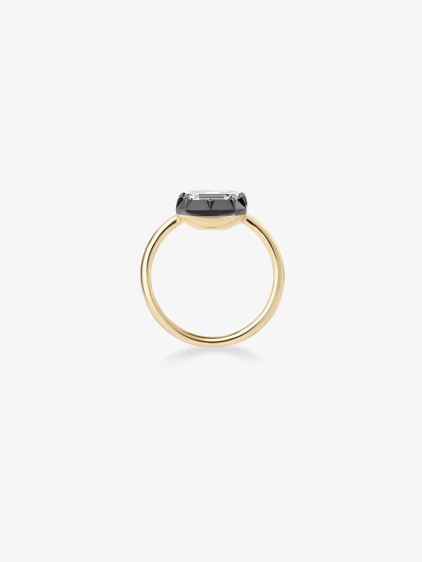1.50ct East-West Emerald Cut Diamond Button Back Ring | Jessica ...