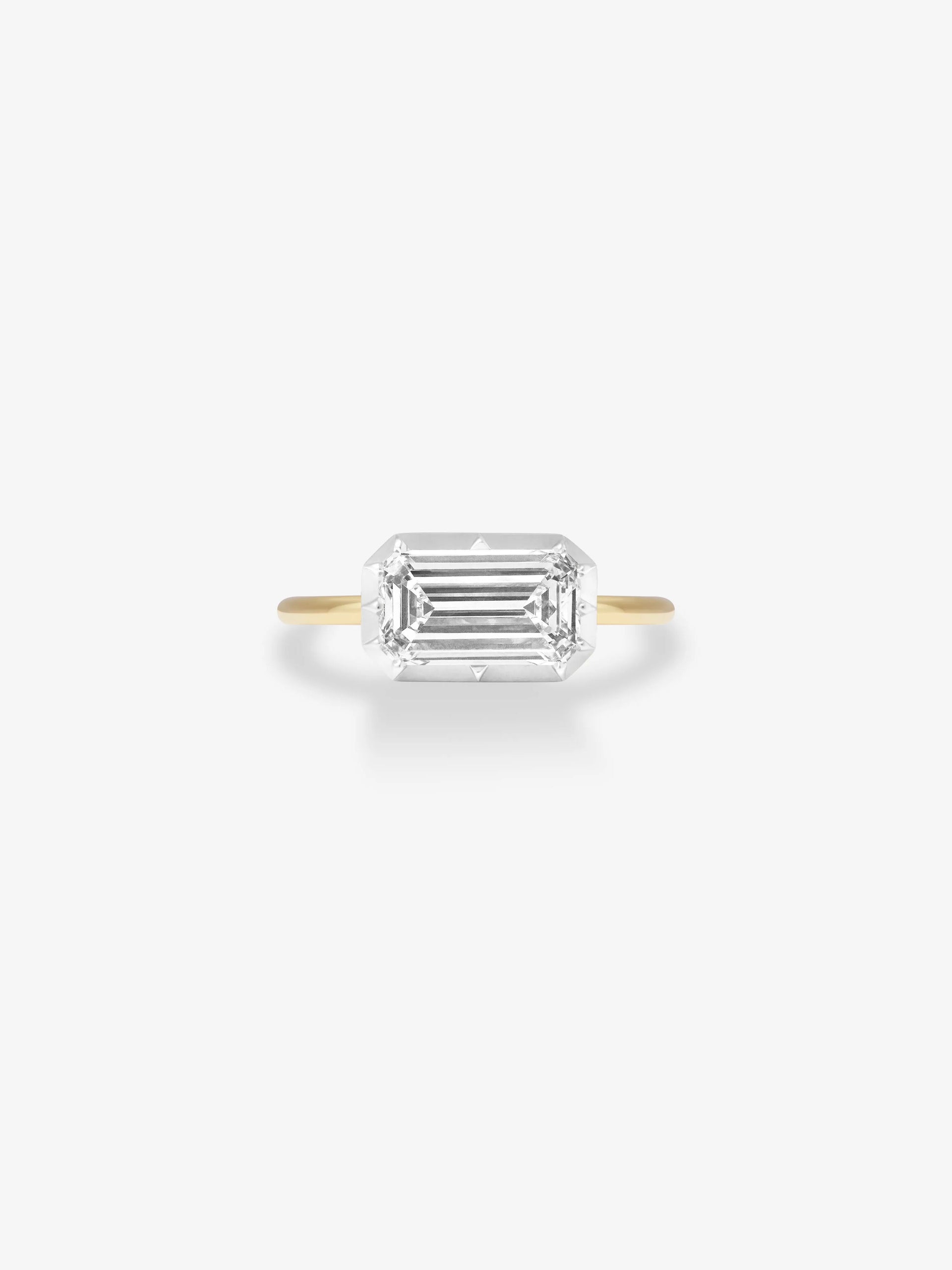 3.06ct East-West Emerald Cut Diamond Button Back Ring | Jessica ...