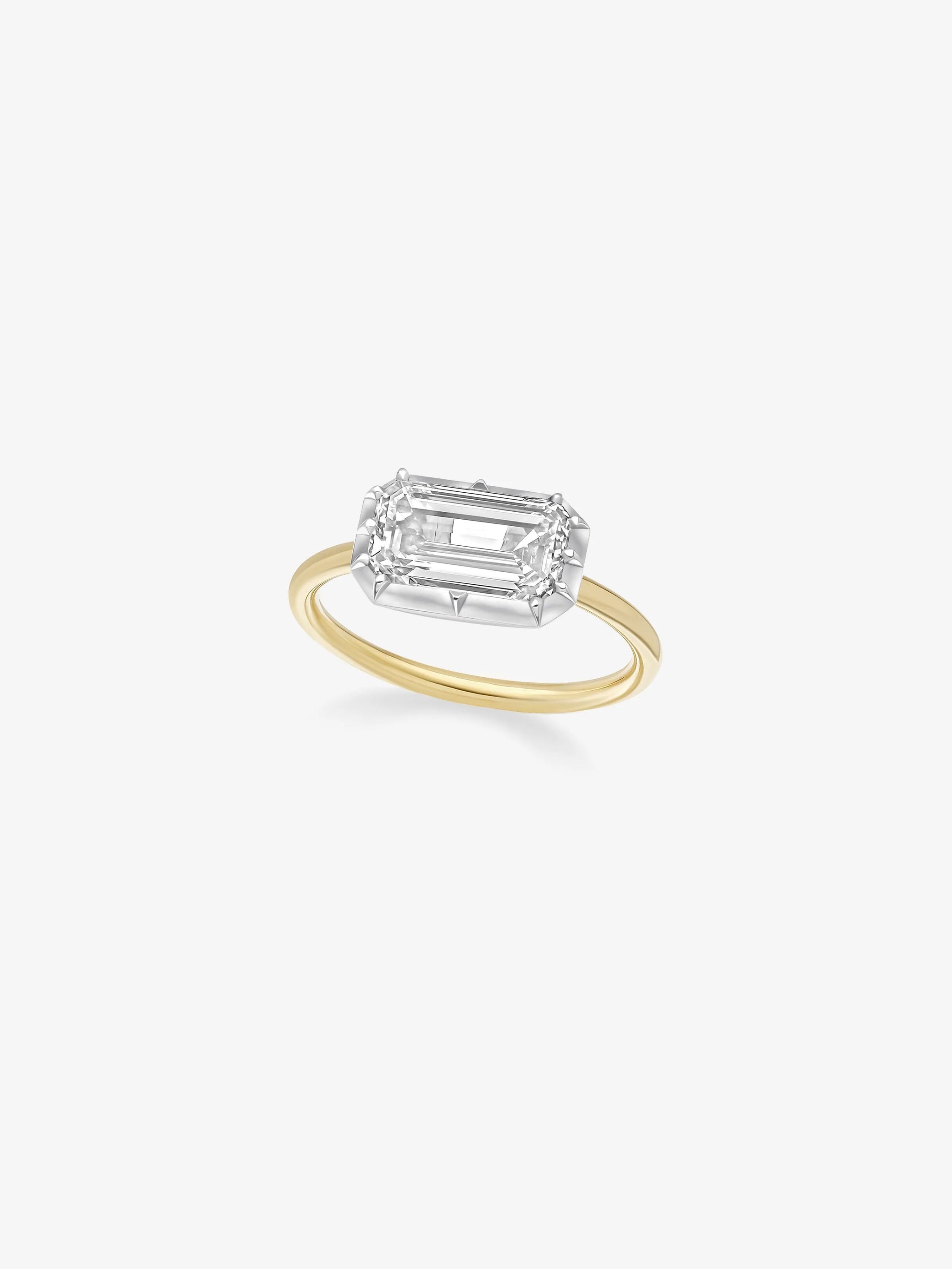 3.06ct East-West Emerald Cut Diamond Button Back Ring | Jessica ...