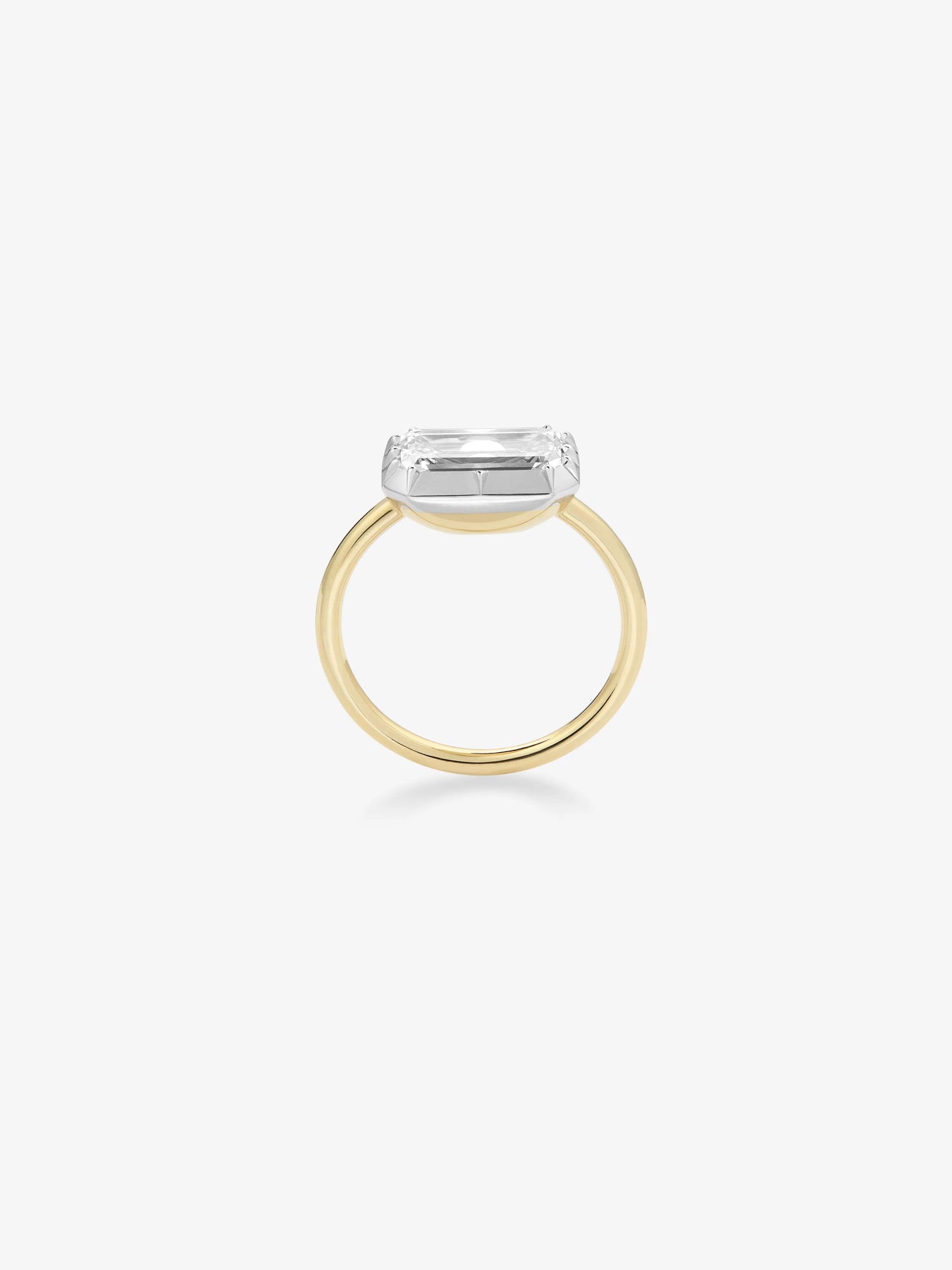 3.06ct East-West Emerald Cut Diamond Button Back Ring | Jessica ...