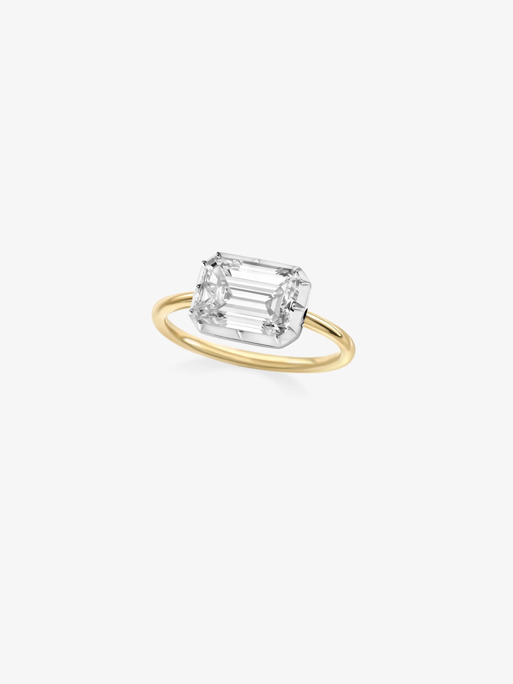 4.23ct East-West Emerald Cut Diamond Button Back Ring | Jessica ...