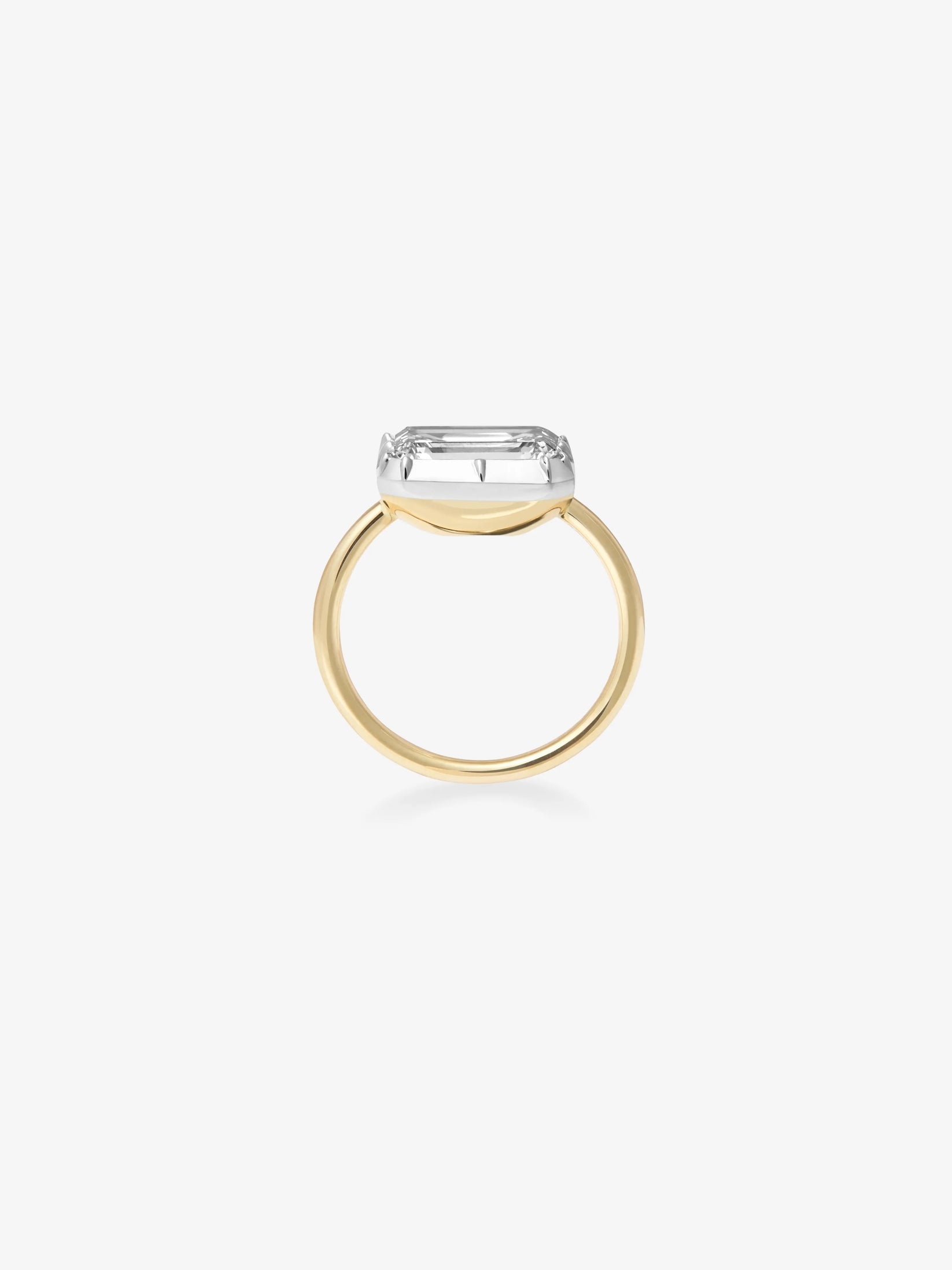 4.23ct East-West Emerald Cut Diamond Button Back Ring | Jessica ...