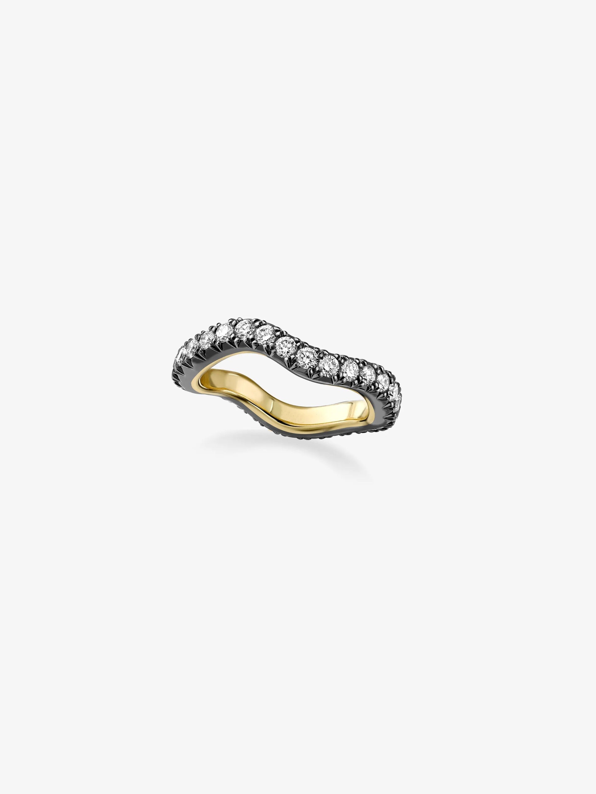 Carmela Diamond & Blackened Gold Spaghetti Hoop Band | Jessica ...