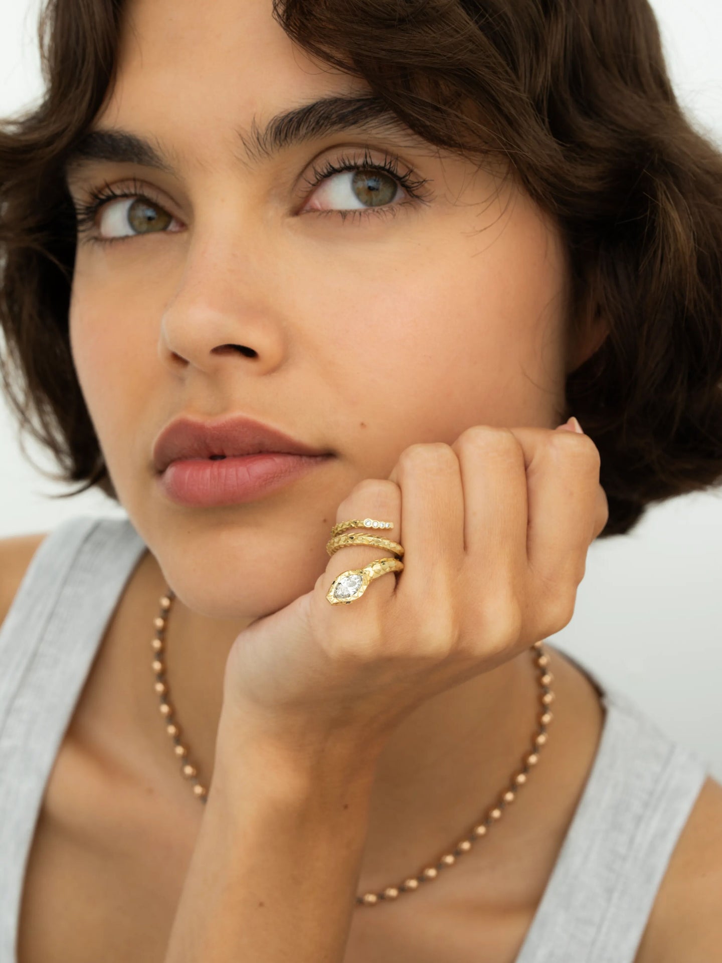 0.90ct Diamond Golden Snake Ring | Jessica McCormack